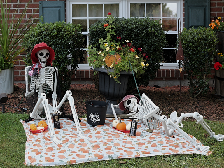 Spooky Outdoor Vibes: Decorate for Fall with Skeletons - Dani's Midlife ...